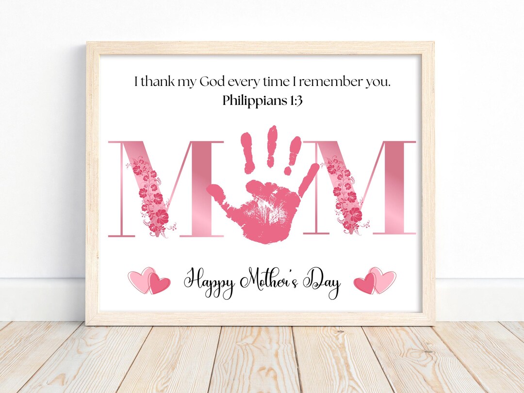 Mothers Day Bible Craft, Printable Mom Handprint Art, Christian Sunday ...