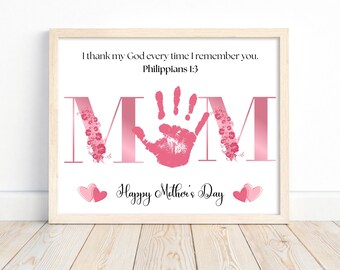 Mothers Day Bible Craft | Printable Mom Handprint Art | Wildflowers ...