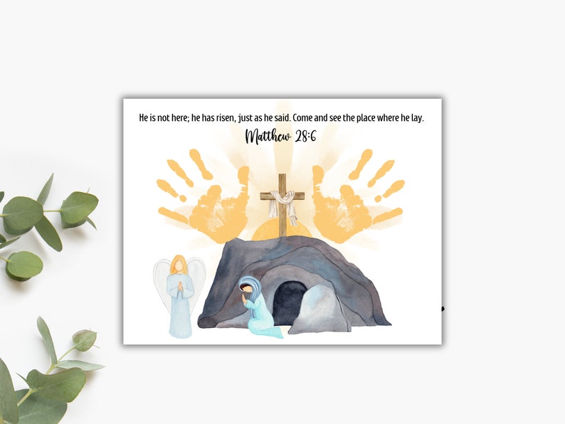 Jesus is Risen Easter Sunday Handprint Art Craft, Resurrection Craft ...