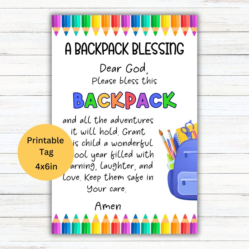 Blessing of the Backpack Tags - Etsy