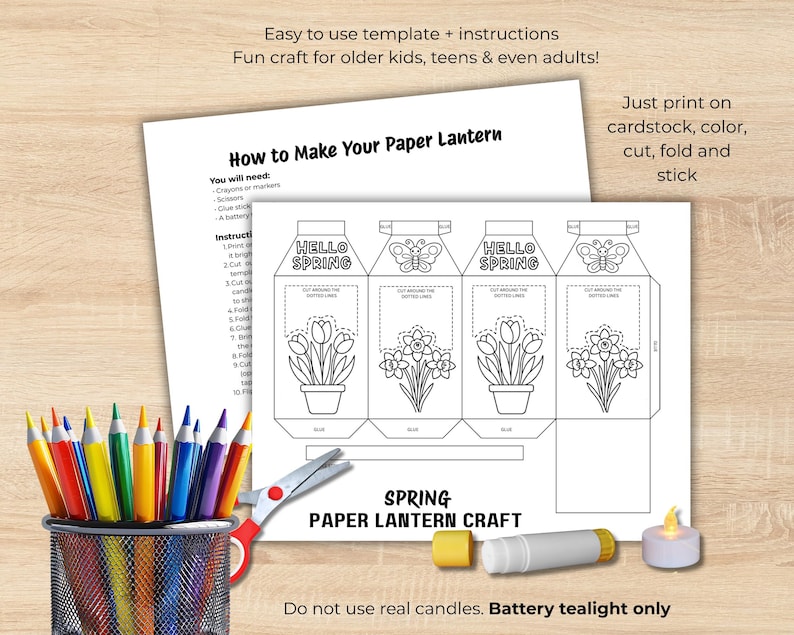 Spring Paper Lantern Craft for Kids, Spring Flower Craft Printable ...