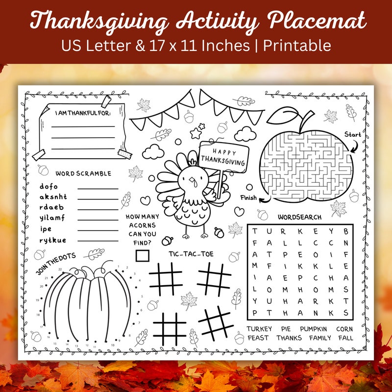 Thanksgiving Placemat - Etsy