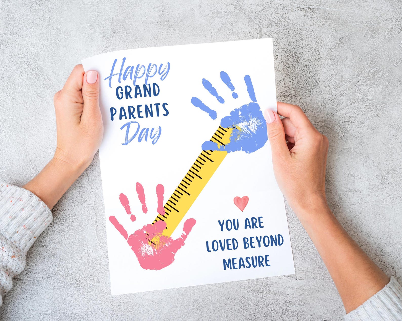 Grandparents Day Handprint Craft, Ruler Handprint Art, Loved Beyond ...