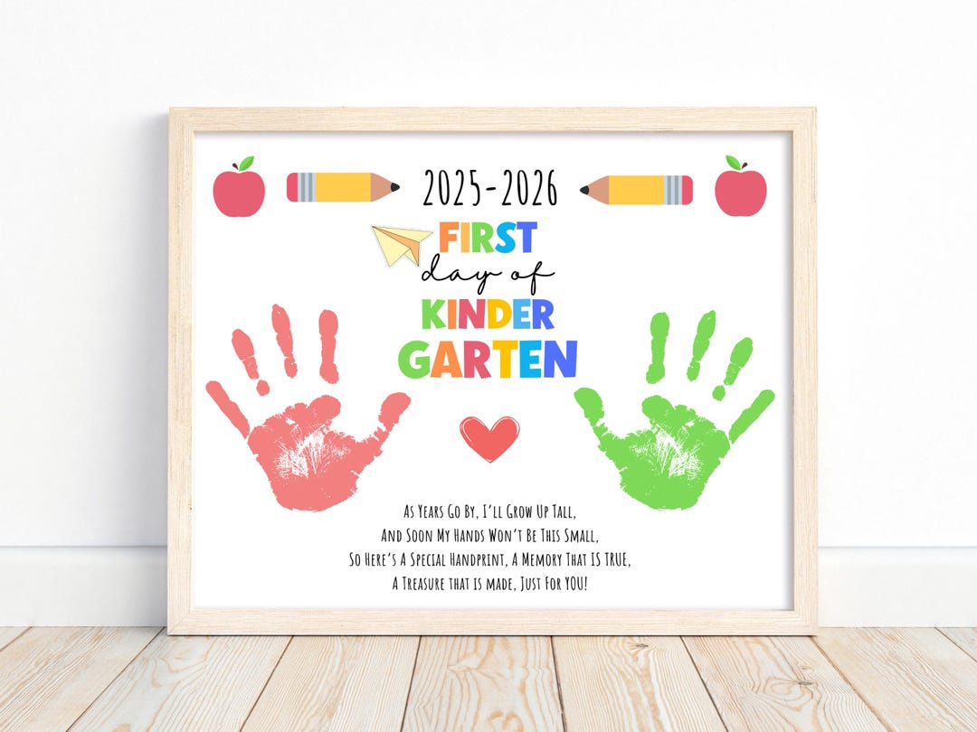 First Day of Kindergarten Handprint Art, Kindergarten Kids Handprint ...