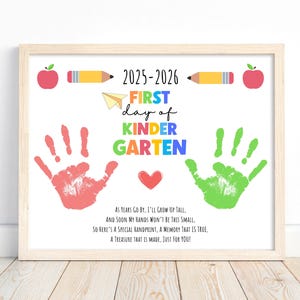 First Day of Kindergarten Handprint Art, Kindergarten Kids Handprint ...