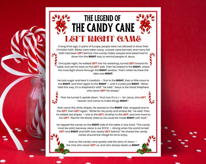 Legend of the Candy Cane Game, Christian Christmas Left Right Game ...