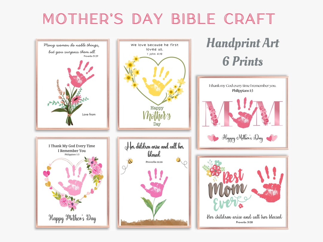 Mothers Day Bible Craft, Mother's Day Handprint Art, Printable Sunday ...