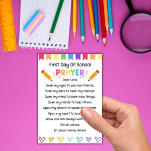 First Day of School Prayer Tag Printable, Back to School Prayer, Gift ...