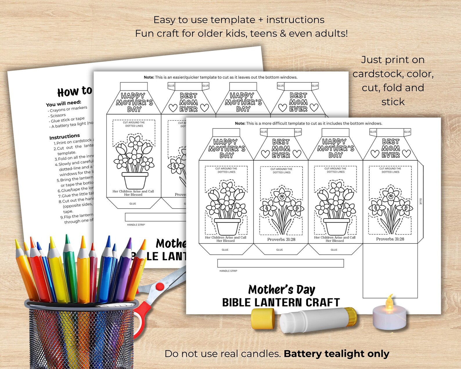 Mothers Day Bible Craft for Kids, Paper Lantern Craft Printable ...