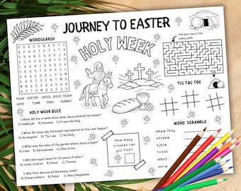 Holy Week Activity Placemat, Easter Coloring Page Printable Activity ...