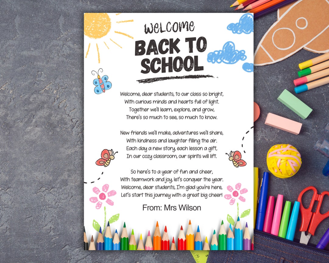 Welcome Back to School Post Card for Student, Welcome Back Postcard ...