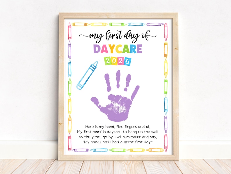 First Day of Daycare Handprint Art, Daycare Handprint Craft Poem ...