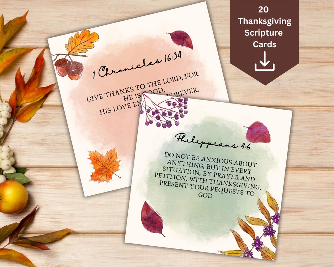 Thanksgiving Scripture Cards, Printable Religious Thanksgiving Bible ...