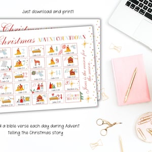 Scripture Advent Calendar Countdown, Christmas Calendar Bible Verses ...
