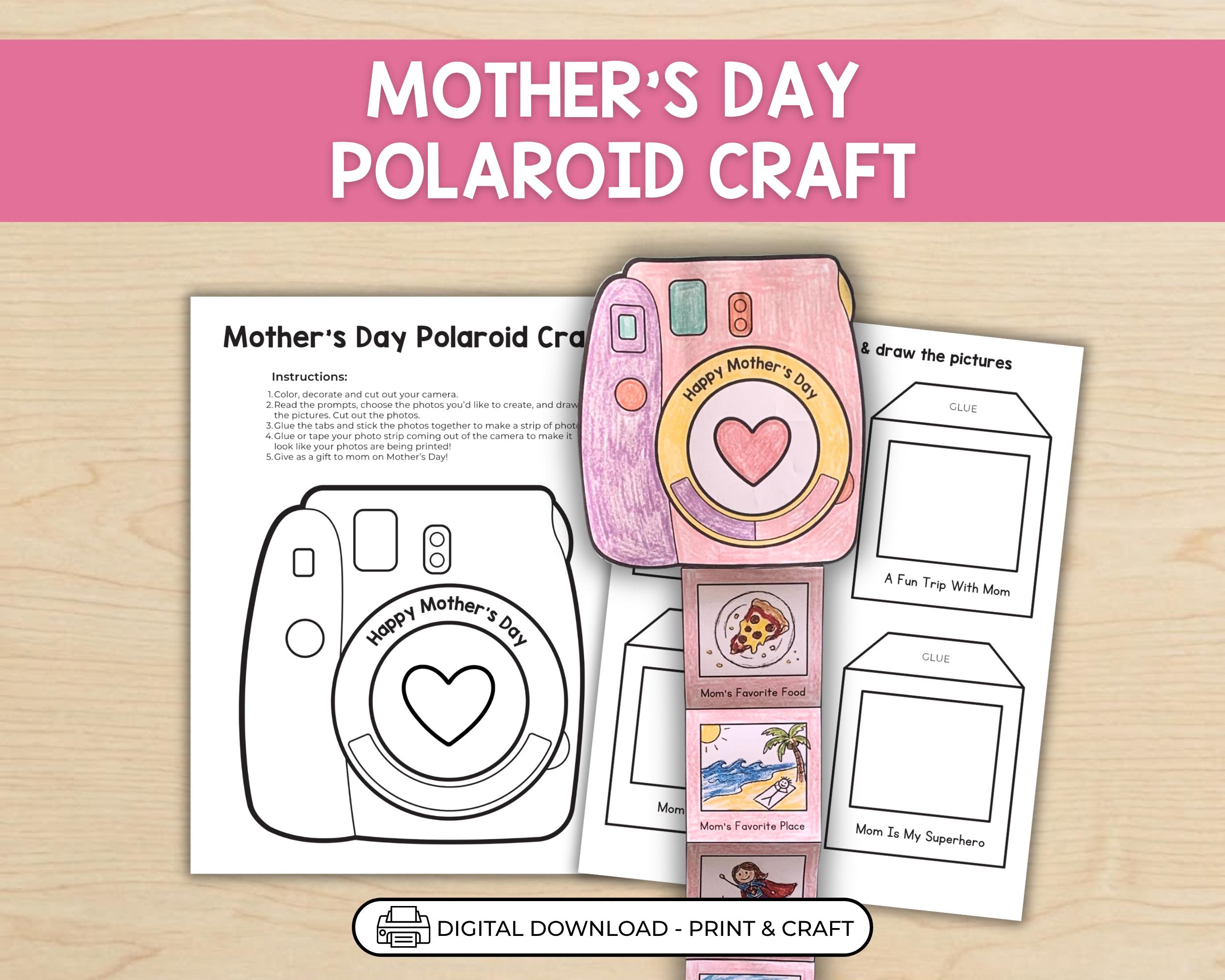Mother's Day Polaroid Camera Craft for Kids, DIY Instant Photo Camera ...