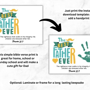 Father's Day Bible Craft Proverbs 20:7, Printable Dad Handprint Art ...