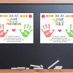 First Day of Preschool Pre-k Handprint Art, Kindergarten Preschool ...