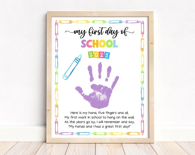 First Day of Kindergarten Handprint Art, Kindergarten Kids Handprint ...