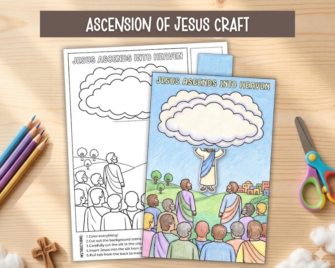 Jesus Ascension Craft for Kids, Jesus Ascending Into Heaven Coloring ...