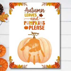 Fall Handprint Craft, Printable Handprint Art, Autumn Leaves & Pumpkins ...