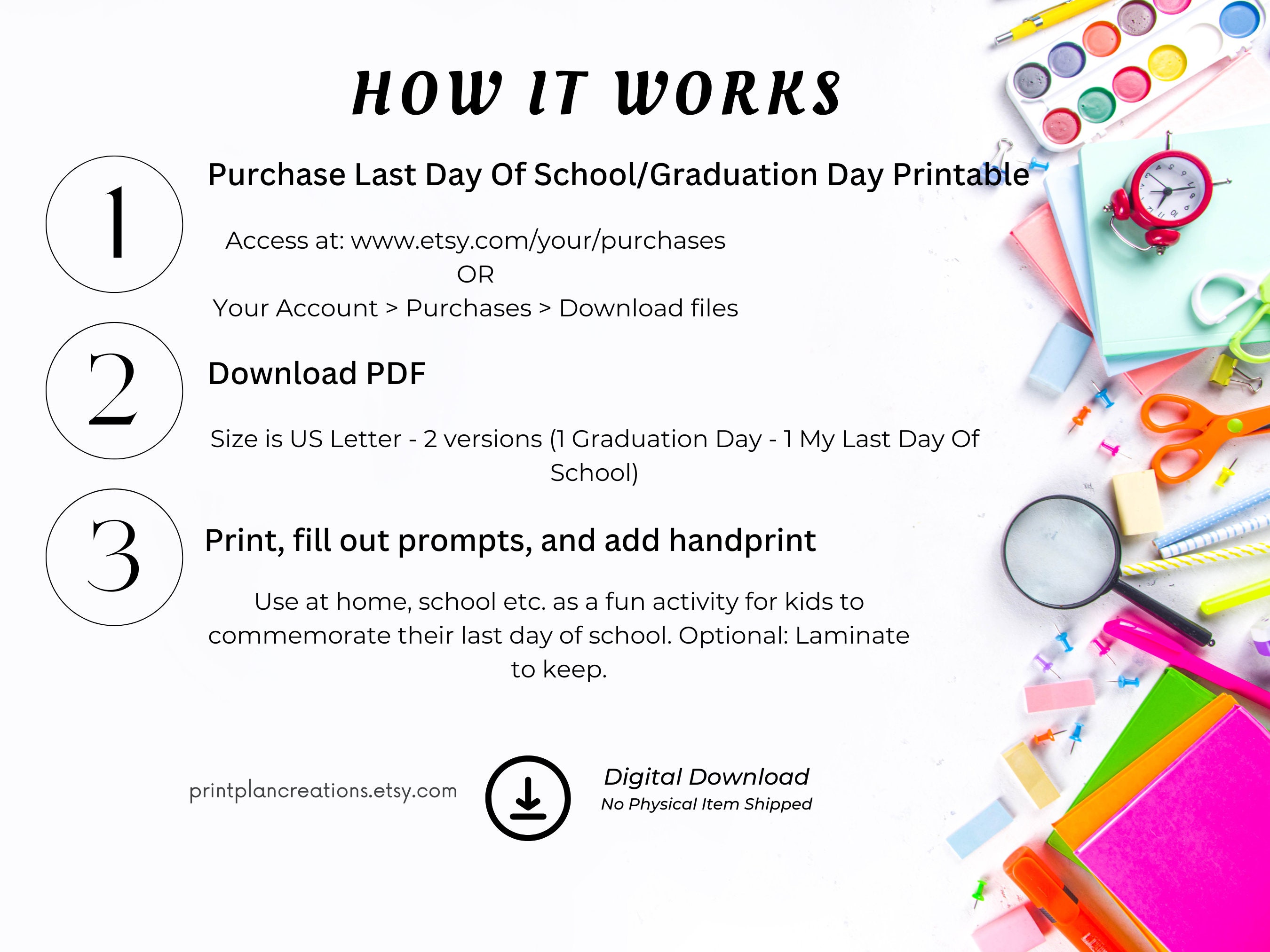 Last Day of School Printable, Handprint Art Craft, End of School Year ...