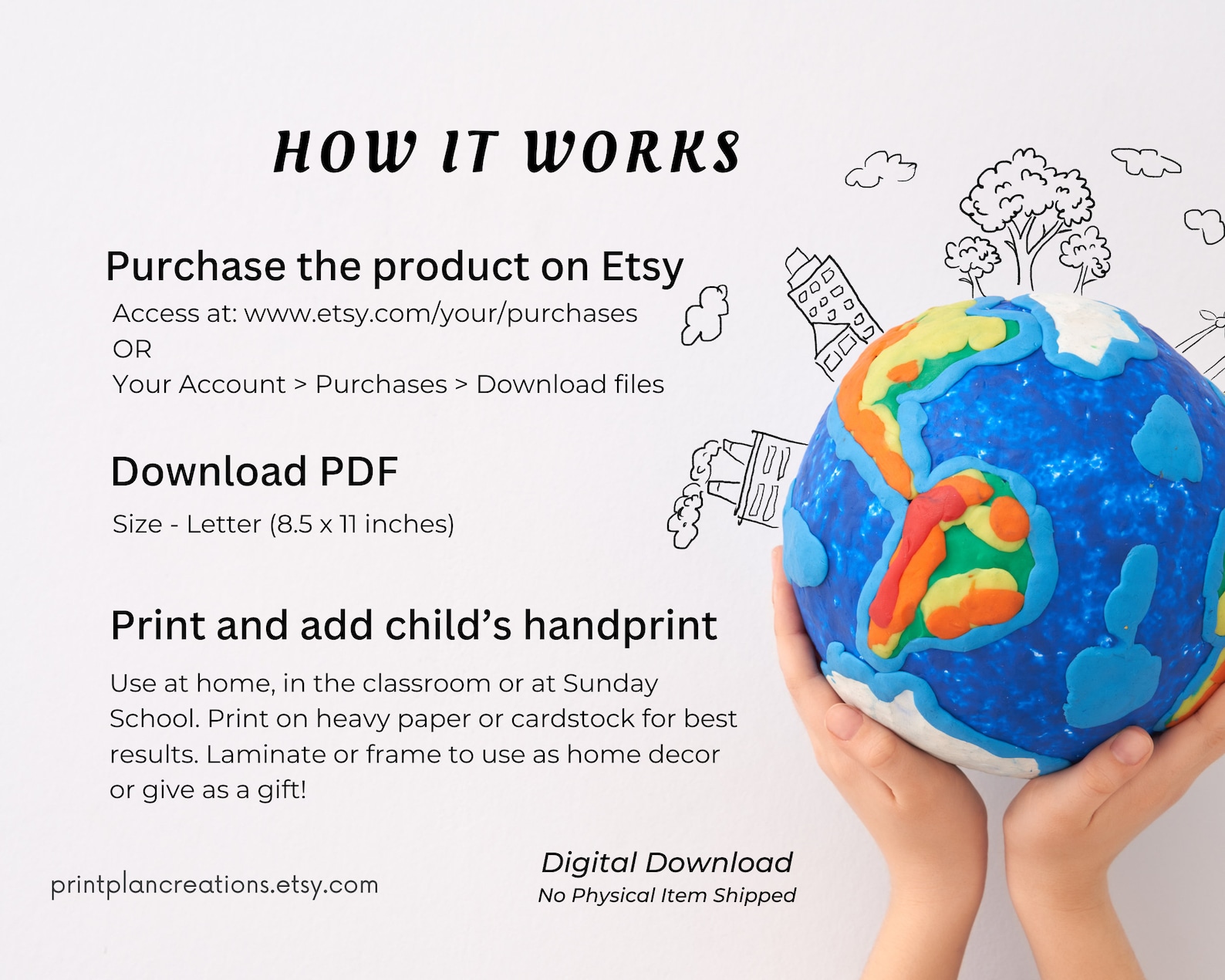 Earth Day Handprint Art, Earth Day Printable, Handprint Craft, Sunday ...