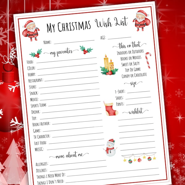Kids Christmas List - Etsy