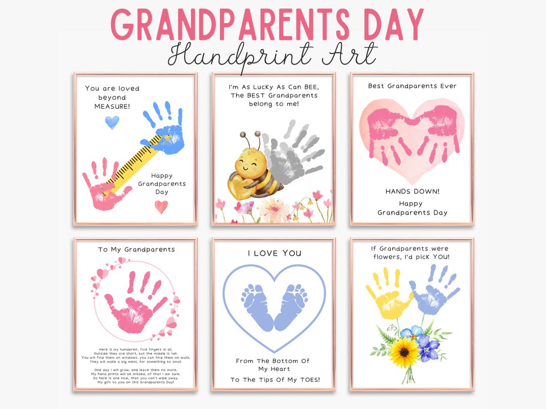 Grandparents Day Handprint Art, Grandparents Handprint Craft Printable ...
