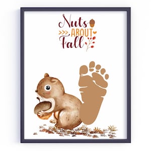 Fall Craft for Kids, Printable Handprint Footprint Art, Nuts About Fall ...
