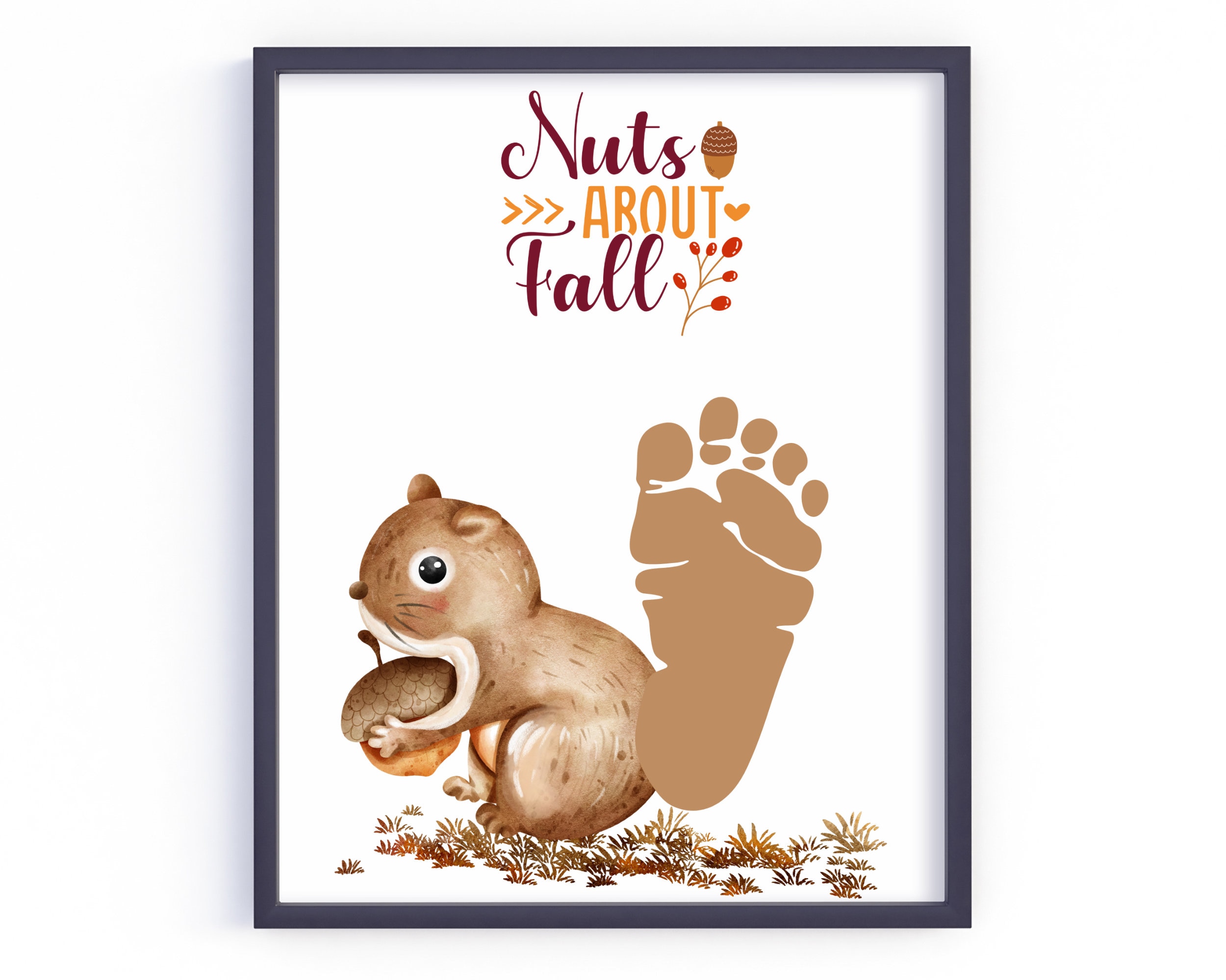 Fall Craft for Kids, Printable Handprint Footprint Art, Nuts About Fall ...