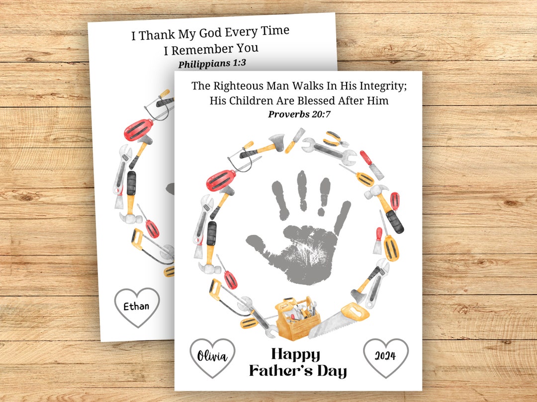 Father's Day Bible Craft, Printable Dad Handprint Art, Christian Sunday ...