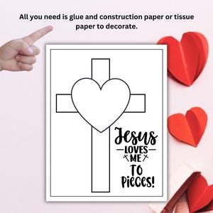 Valentine's Bible Craft Printable, Kids Valentine's Day Activity, Jesus Loves Me to Pieces ...