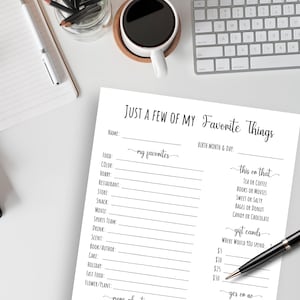 Employee Favorite Things Survey, Coworker Questions Printable, All ...