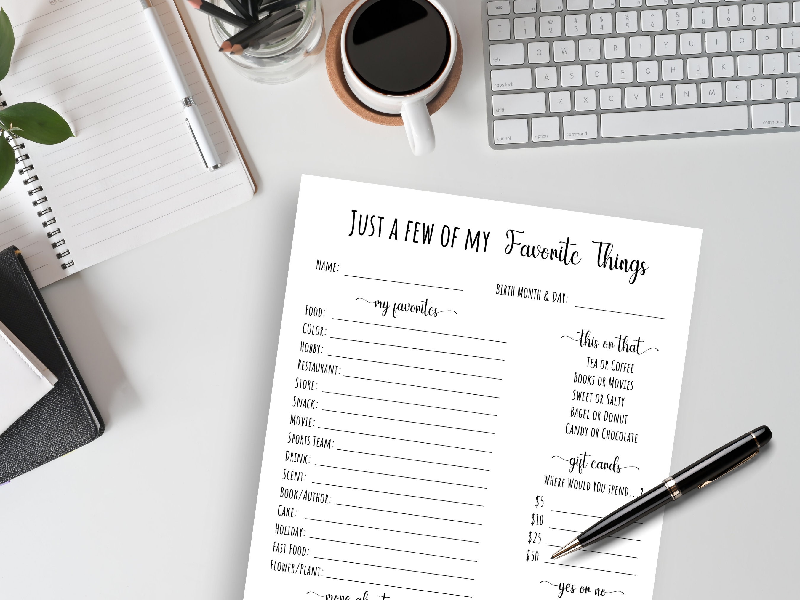 Employee Favorite Things Survey, Coworker Questions Printable, All ...