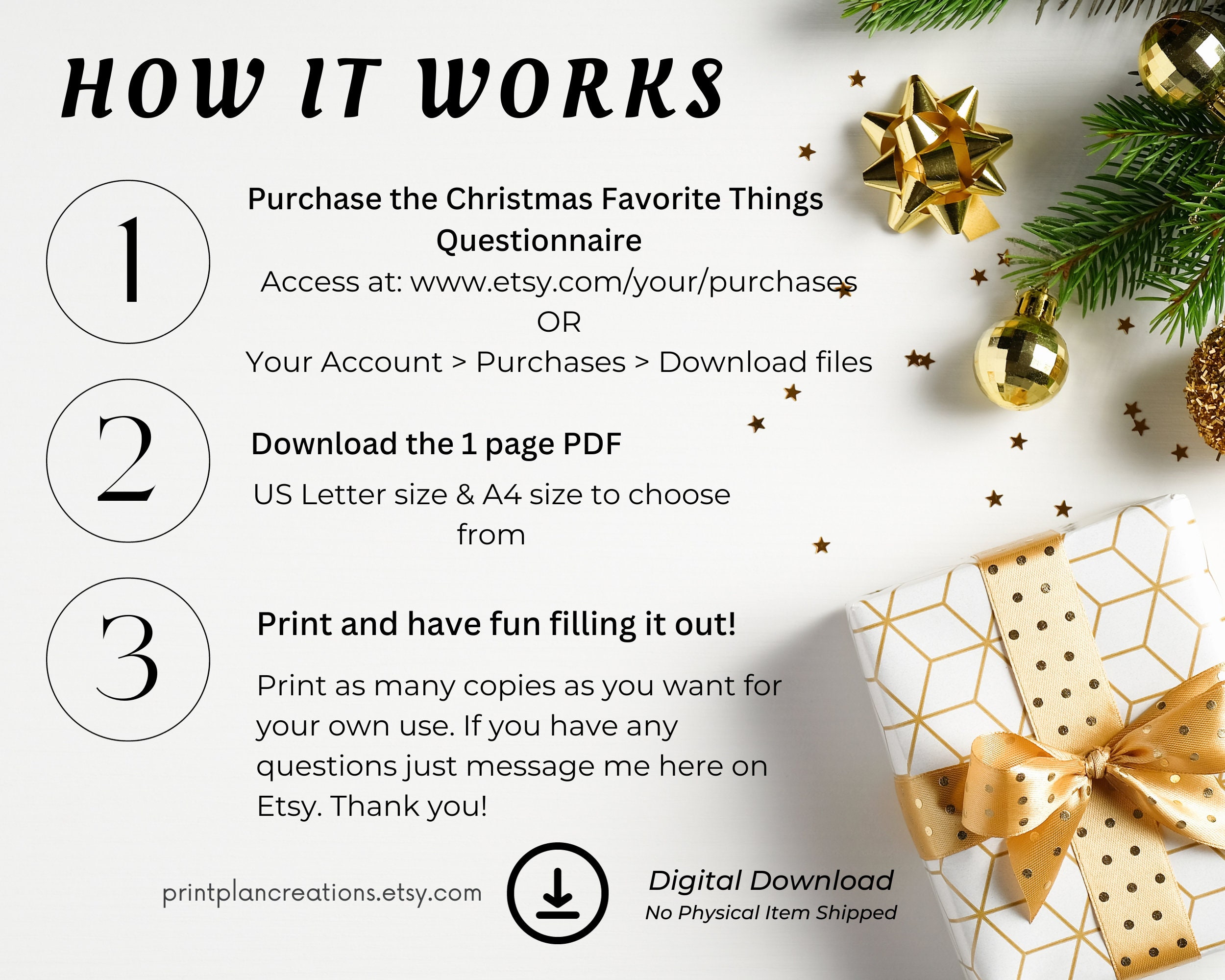 A Few of My Favorite Things Questionnaire, Christmas Edition, Printable ...