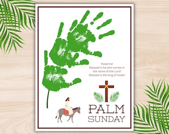Palm Sunday Handprint Art Craft, Printable Palm Sunday Craft, Easter ...