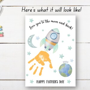 Printable Father's Day Rocket Handprint Art Craft, Toddler Baby ...