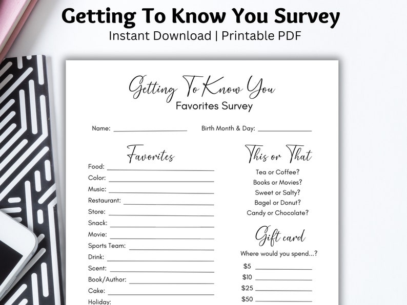 Employee Favorite Things Survey, Coworker Questions Printable, All ...