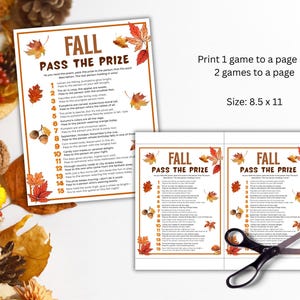 Fall Pass the Prize Game Printable, Autumn Party Game Poem ...