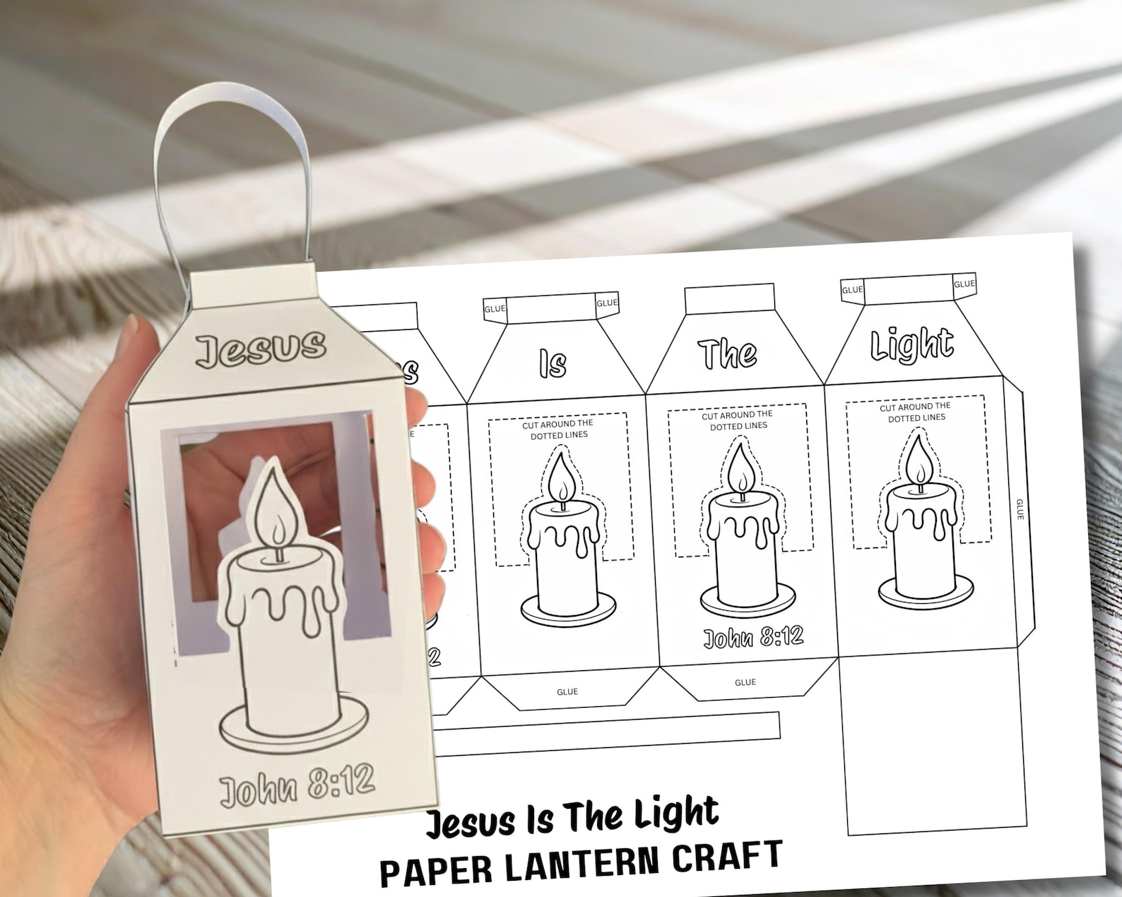 Jesus is the Light Craft, John 8:12 Paper Lantern Bible Craft, Coloring ...