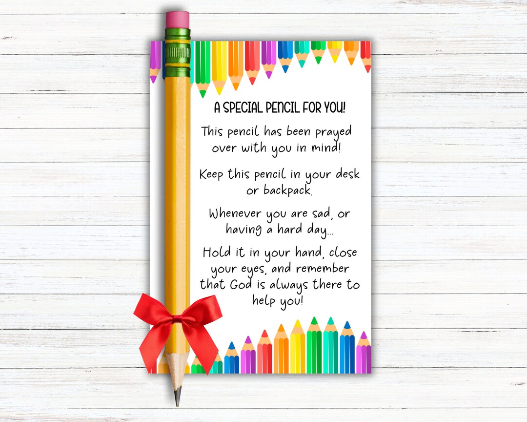 Pencil Blessing Back to School, Pencil Gift Tag, Pencil Prayer Card ...