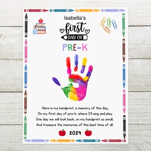 Editable First Day of Pre-k Handprint Art, First Day of School ...
