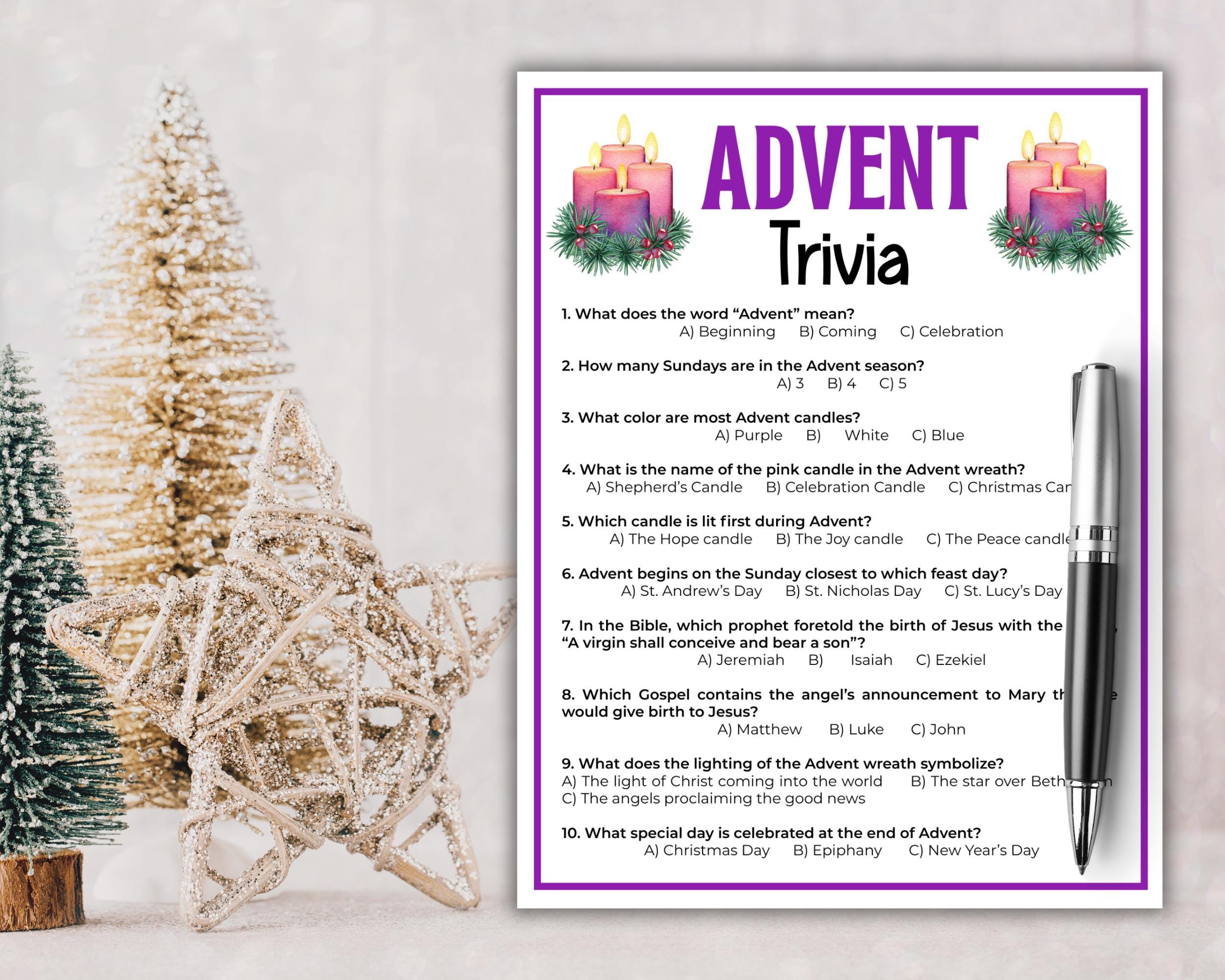 Advent Trivia Bible Game Printable, Advent Quiz, Advent Game for Kids ...