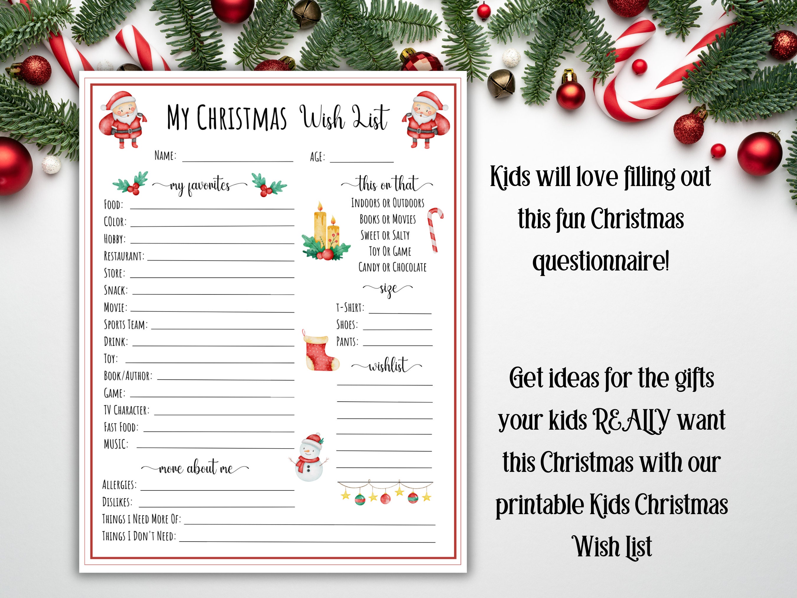 Kids Christmas Wish List, Kids Christmas List, Printable Gift List ...