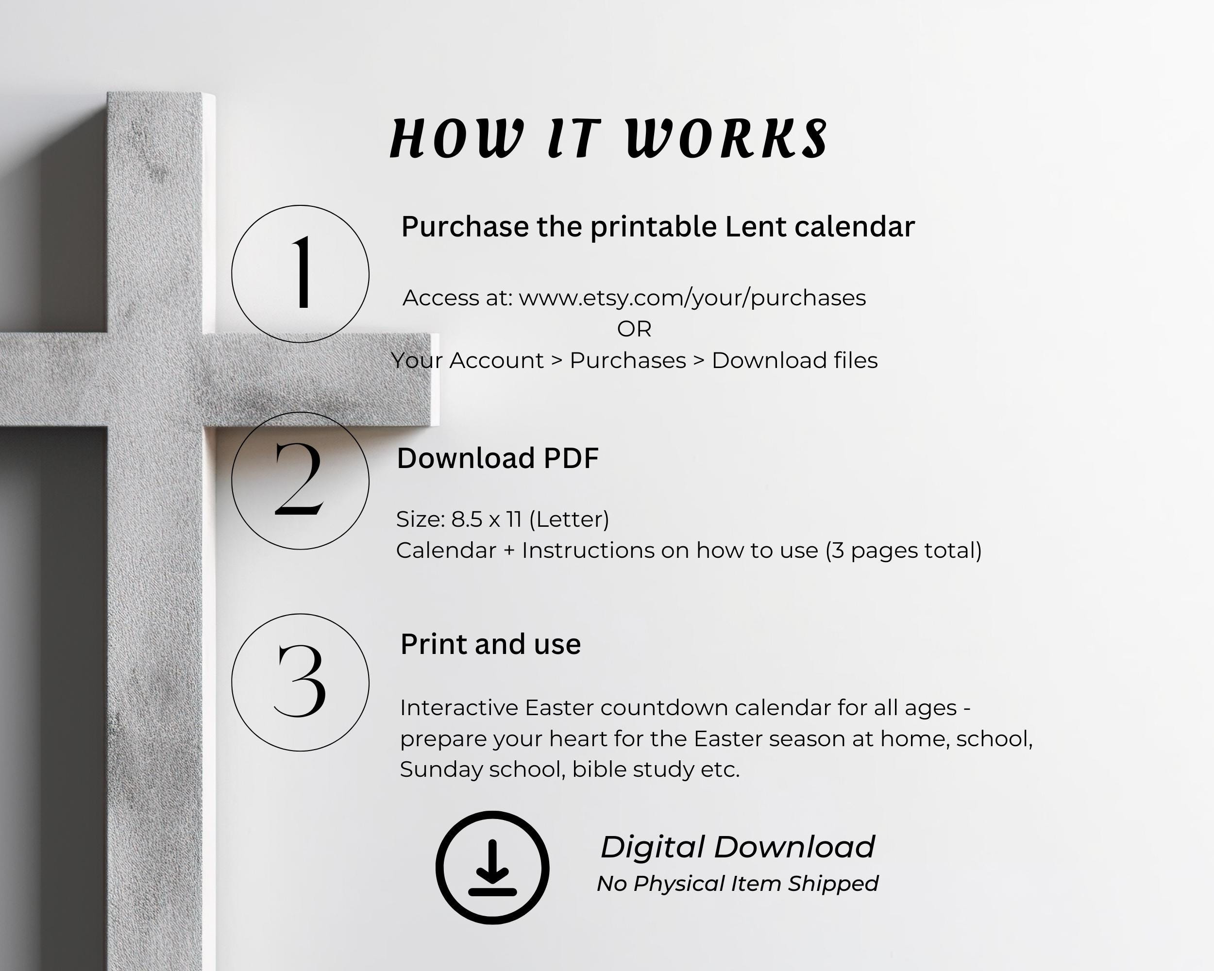 Lent Scripture Calendar Printable, Lent Countdown Calendar, Easter ...