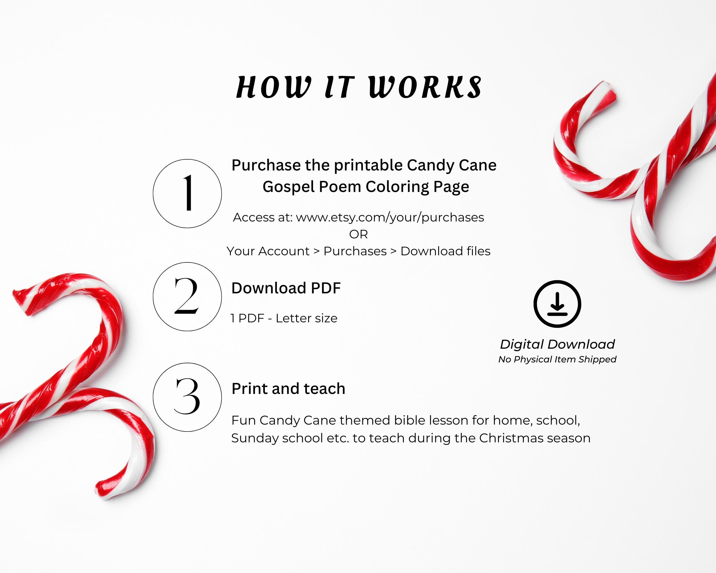 Candy Cane Bible Lesson Coloring Page, Candy Cane Poem Craft, Christmas ...