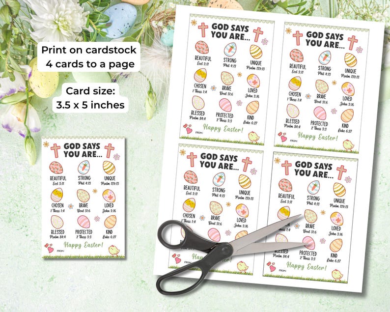 Bible Verse Easter Cards, Printable God Says You Are Scripture Easter ...