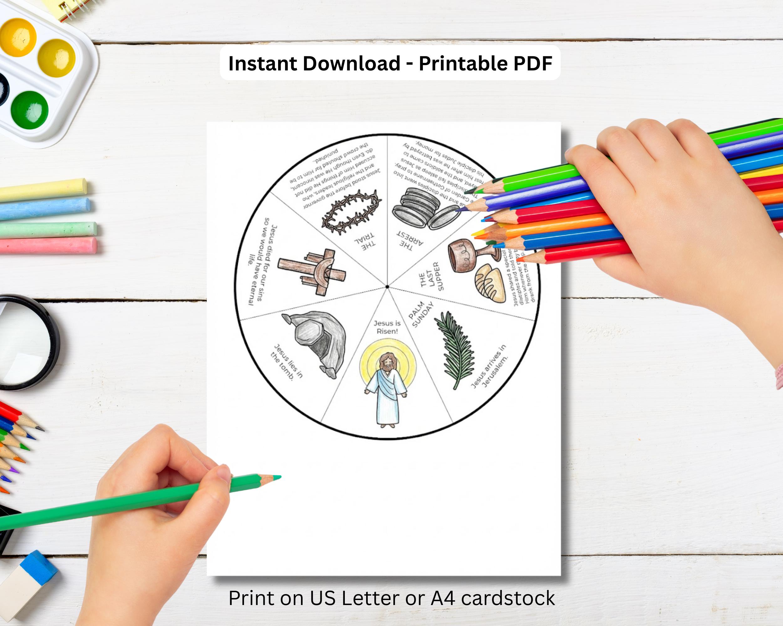Easter Story Wheel Craft, Easter Bible Craft, Easter Bible Spinner ...