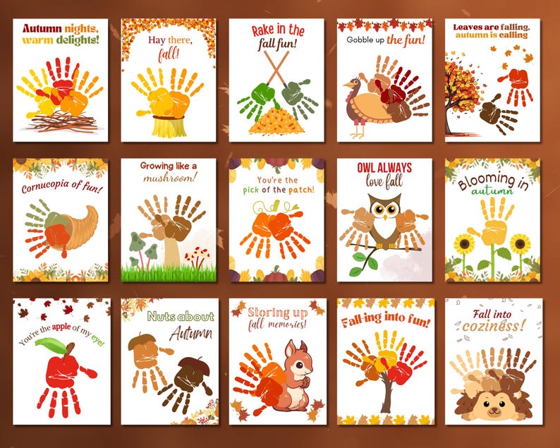 Fall Handprint Art Bundle, Fall Handprint Craft Printable, Autumn Ideas ...