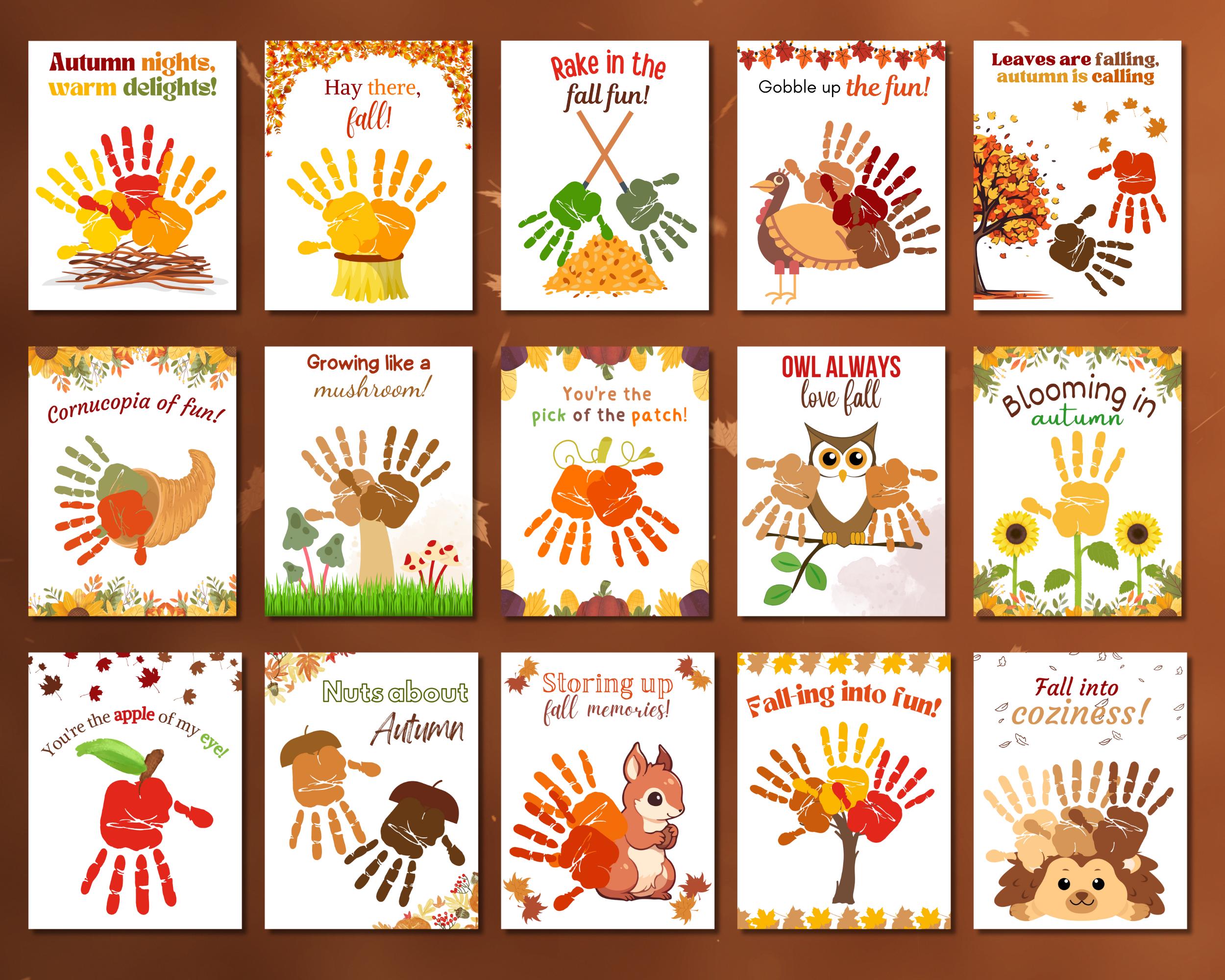 Fall Handprint Art Bundle, Fall Handprint Craft Printable, Autumn Ideas ...